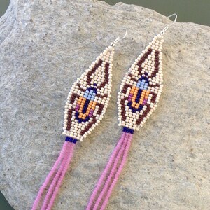 Bug Long Seed Beaded Earrings,beetle Tassel Earrings,drop Earrings ...