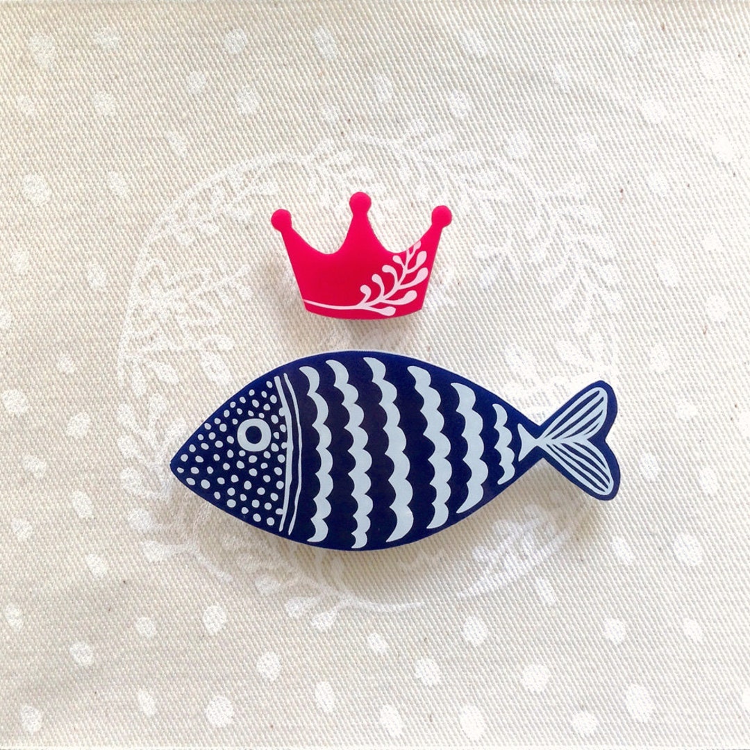 Fish Brooch,crown Brooch,fish Pin,nautical Set Jewelry,bridal Shower ...