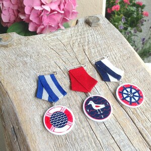 Navy Medal Nautical Pin Brooches,set of 3 Print Medals,nautical Pins ...