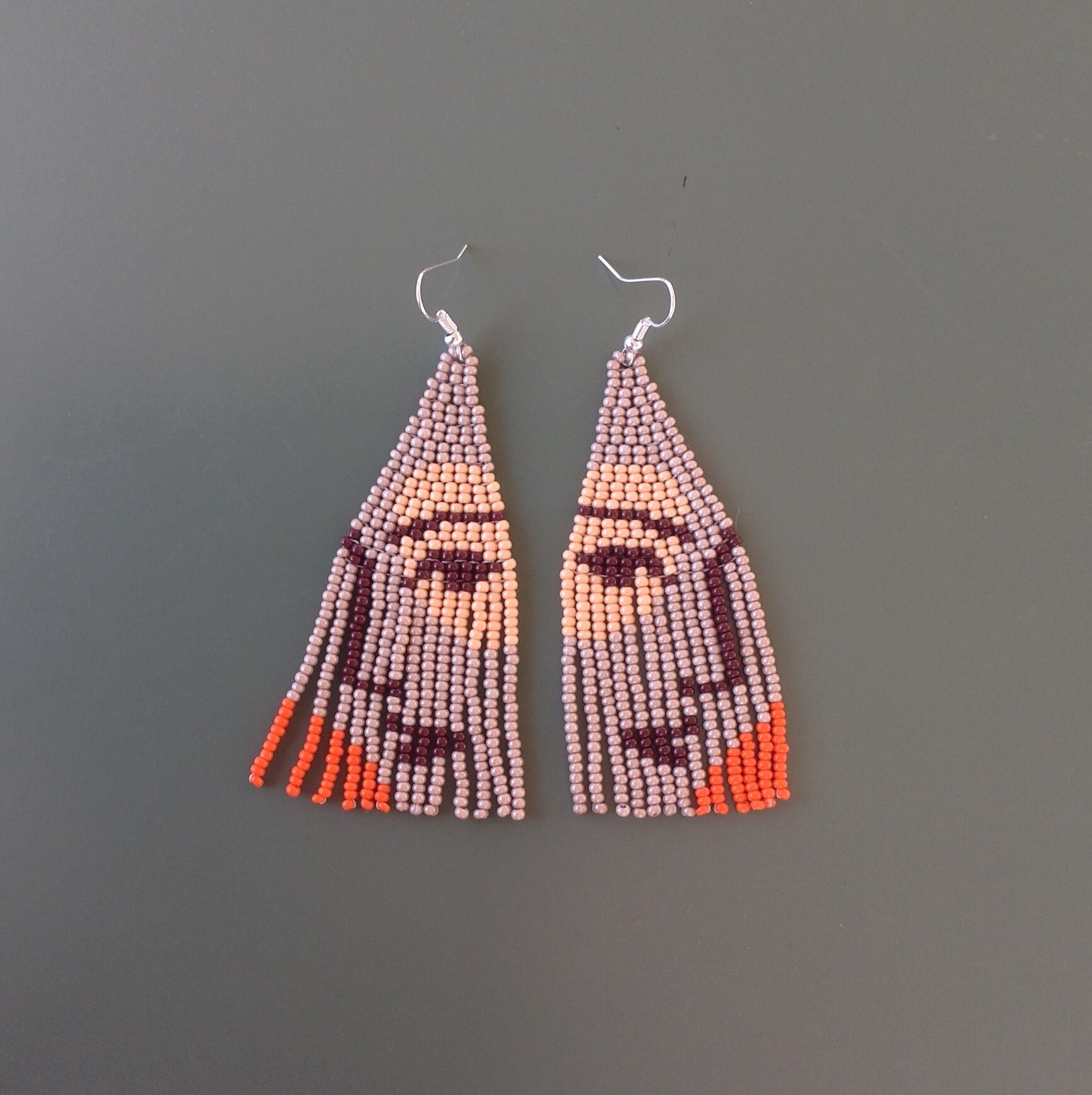 Line Art FaceLong Beaded EarringsMinimalistSeed Beaded | Etsy