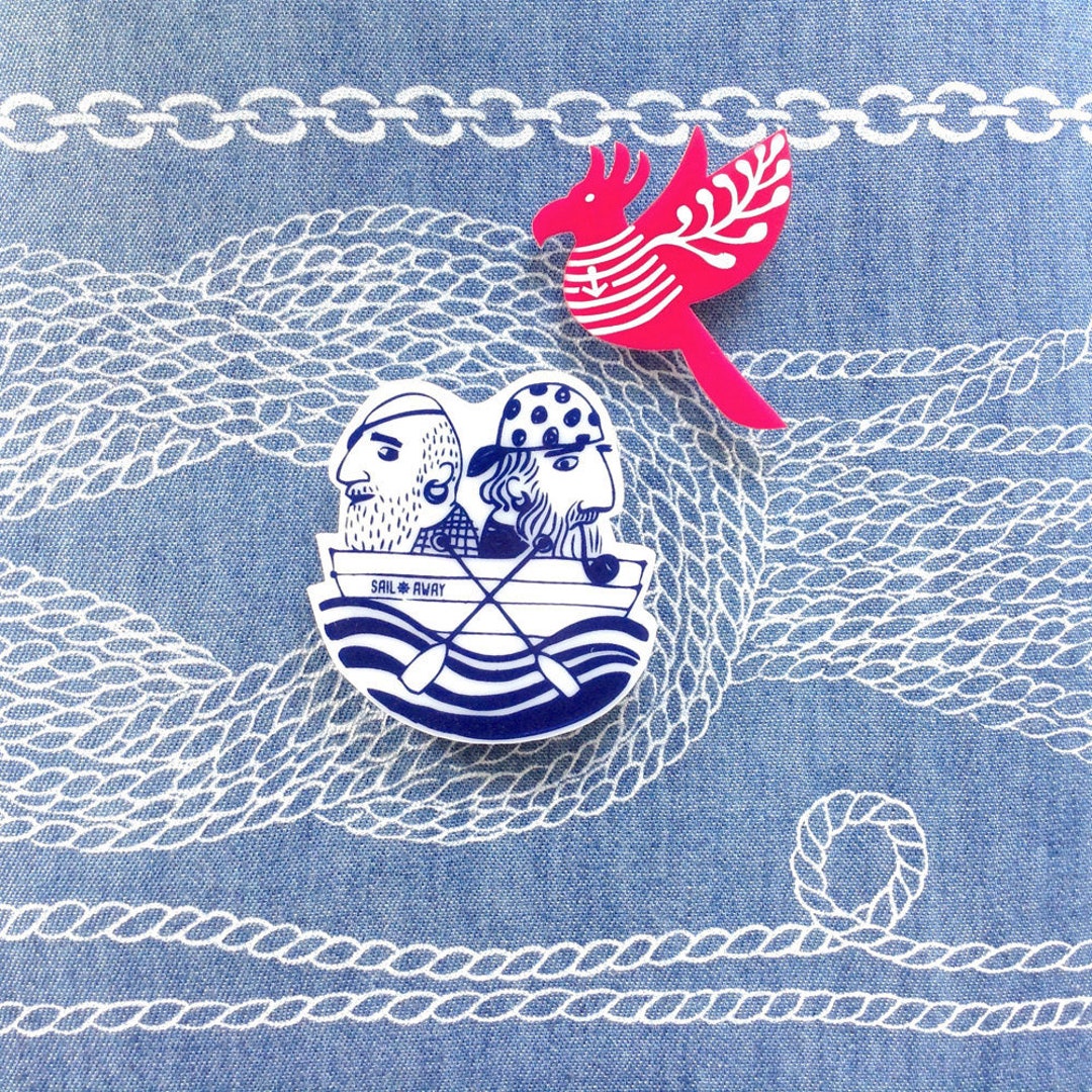 Pirates Boat Brooch,pirate Pin,parrot Brooch,nautical Jewellery,set of ...