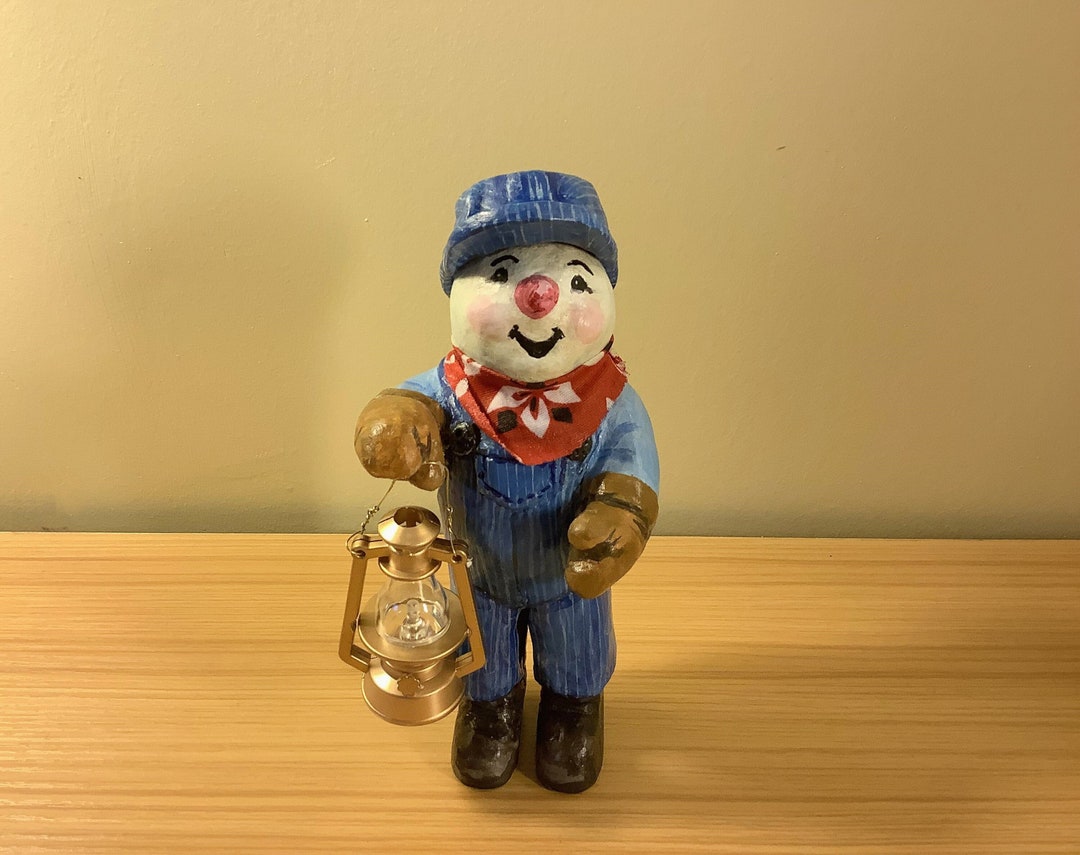 RESERVED for S. B. Train Engineer Snowman Figurine, Christmas Snowman ...