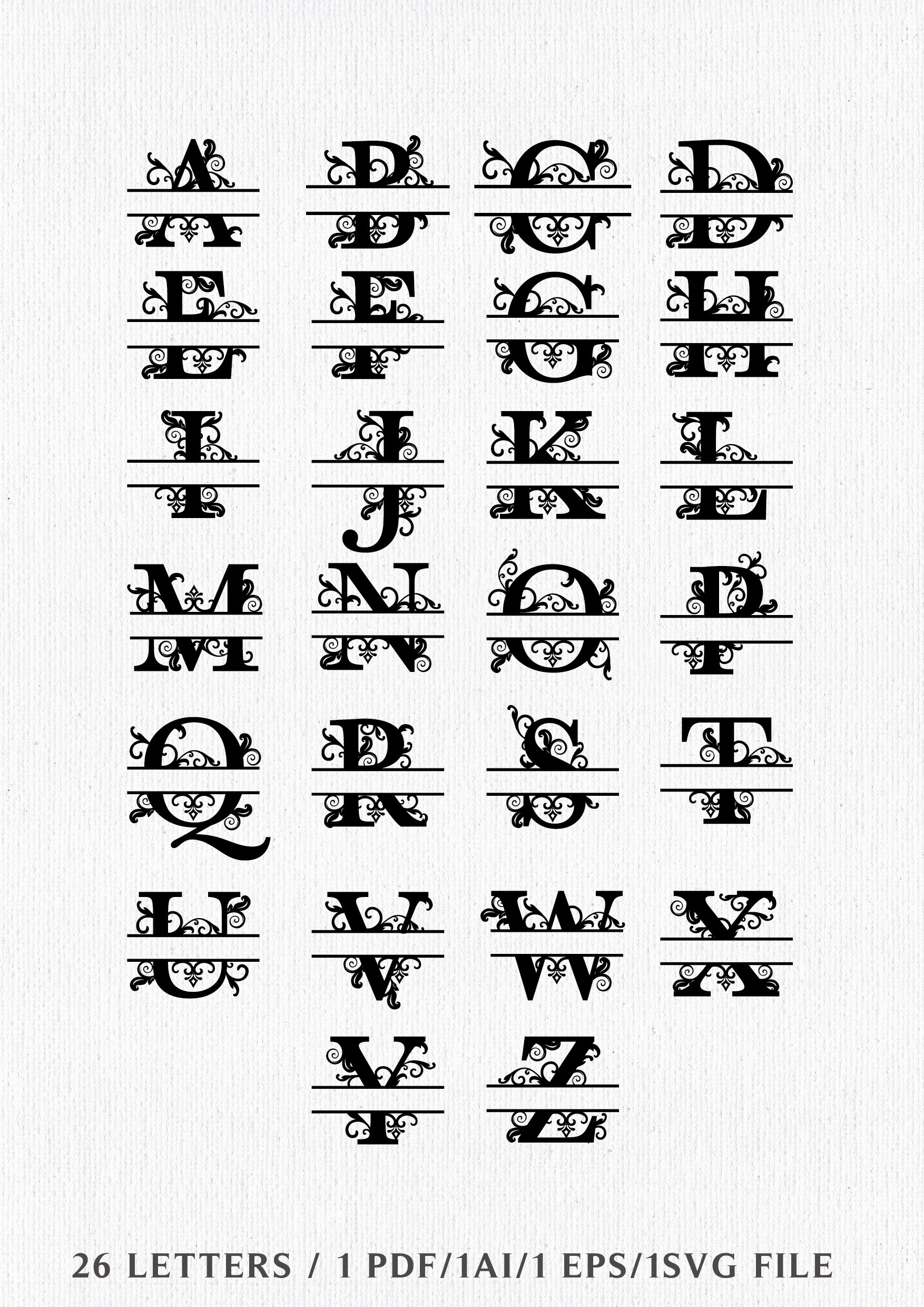 Split Monogram SVG Split Font Letter Svg Split Monogram | Etsy