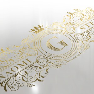 Elegant Wedding Monogram Frame With Crown for Acrylic Invitations and ...