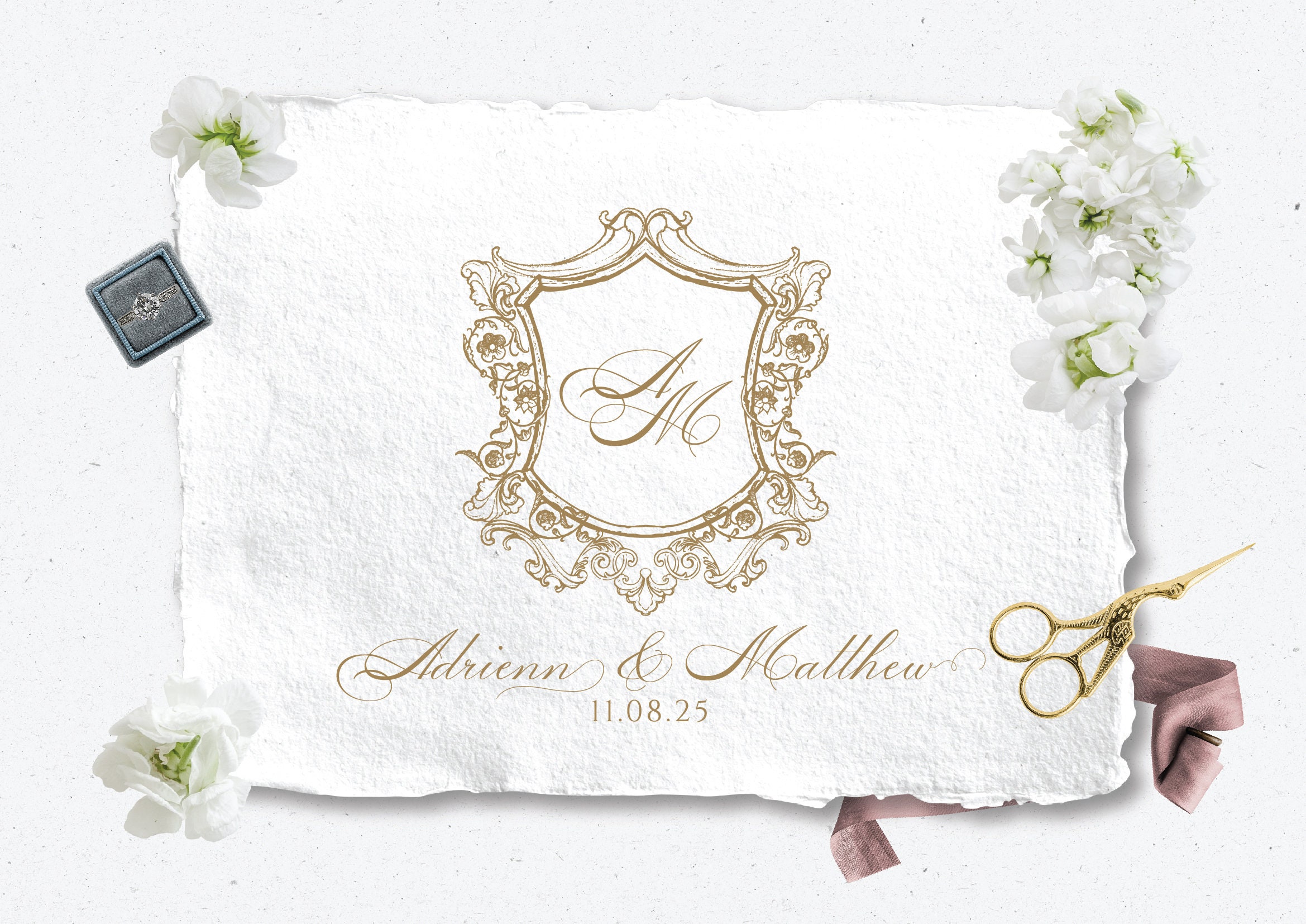 Gold Monogram Crest Wedding Emblem Wedding Shield Shield | Etsy