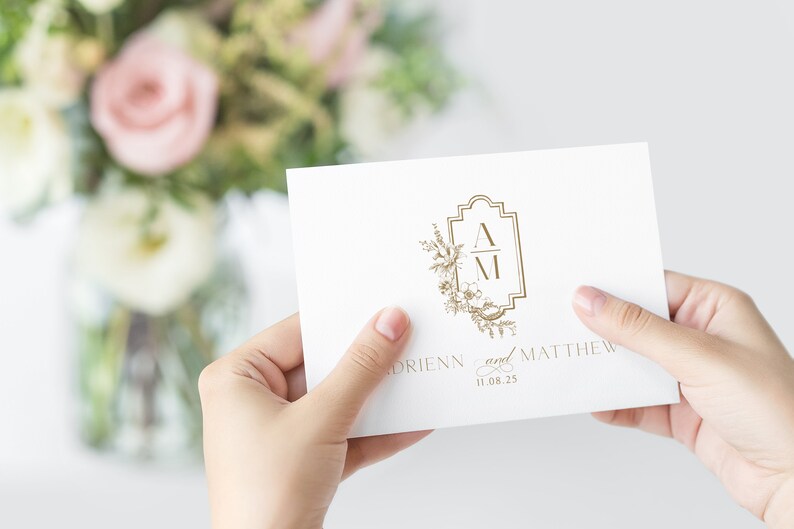 Vintage Floral Wedding Logo Crest, Custom Invitation Monogram (SVG, PNG ...
