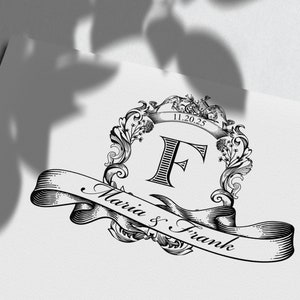 Gold Monogram Crest, Wedding Emblem, Wedding Shield, Shield, Wedding ...