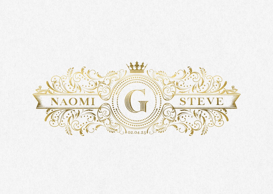 Wedding Logo SVG Monogram Logo SVG Editable Crest PNG Naomi Steve Crown ...