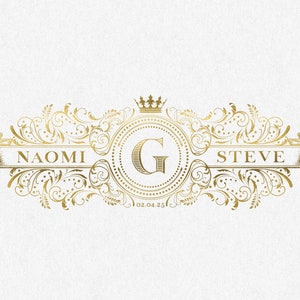 Elegant Wedding Monogram Frame With Crown for Acrylic Invitations and ...