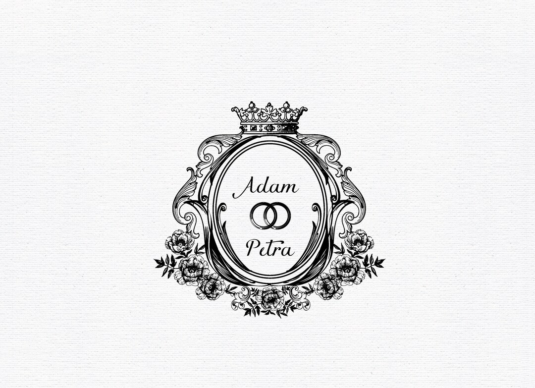 Crown Wedding Logo SVG Editable Crest PNG Monogram Logo SVG Adam Petra ...