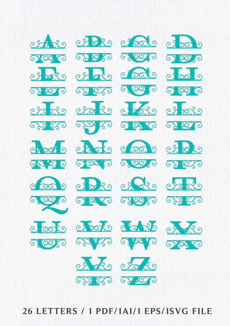 Split Monogram SVG Split Font Letter Svg Split Monogram - Etsy