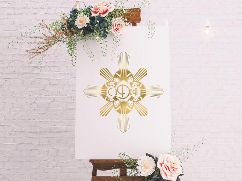 Art Deco Wedding Logo Great Gatsby Wedding Monogram Art Deco - Etsy