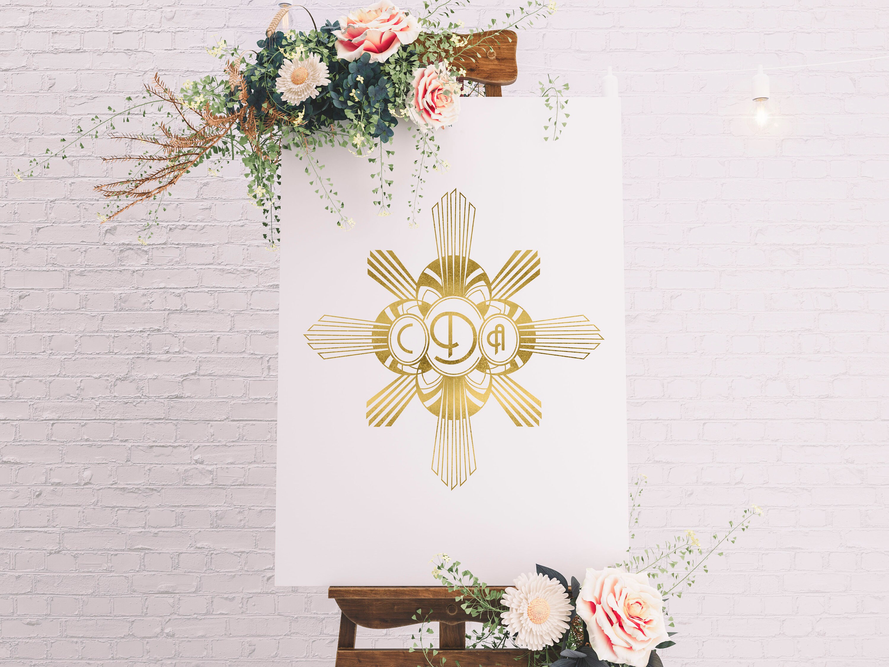 Art Deco Wedding Logo Great Gatsby Wedding Monogram Art Deco - Etsy