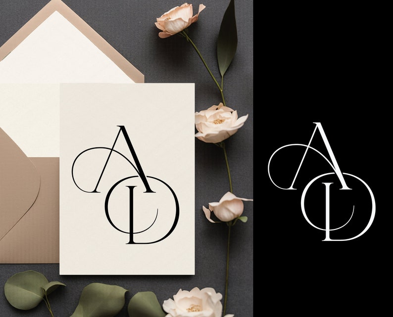 Custom Wedding Monogram Logo, Elegant Initial Crest (digital Download ...