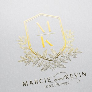 Gold Monogram Crest, Wedding Emblem, Wedding Shield, Shield, Wedding ...