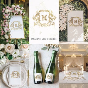 Botanical Wedding Crest Logo, Custom Floral Monogram (digital Download ...