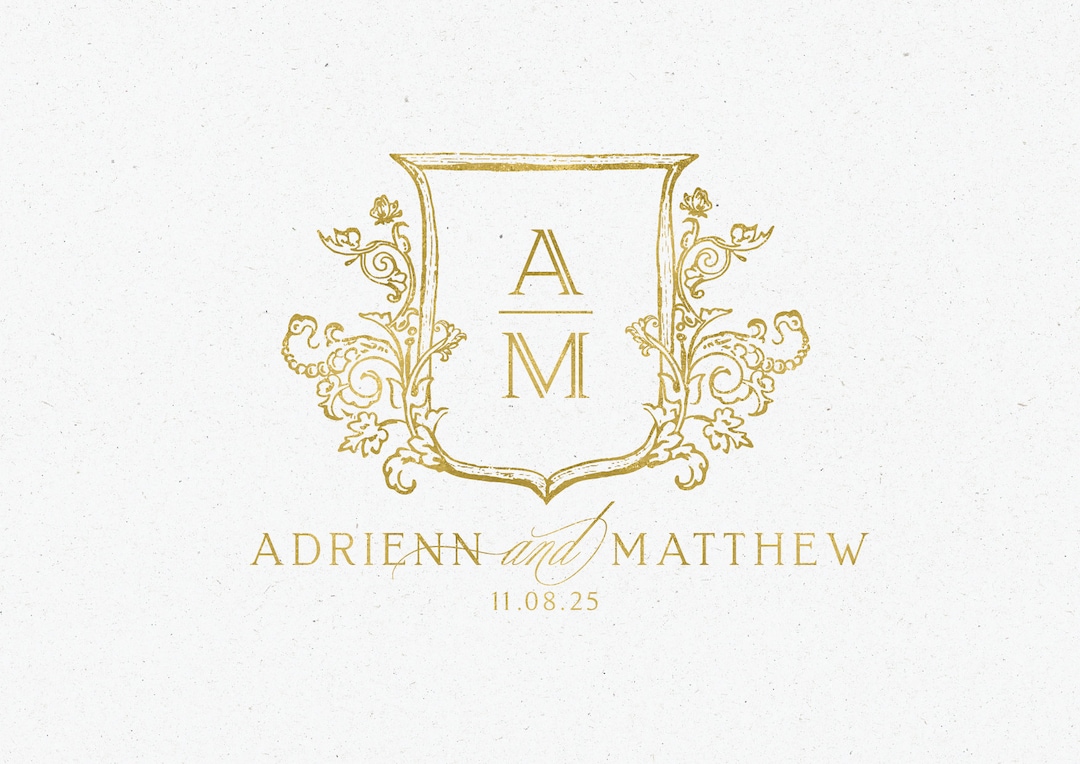 Vintage Wedding Crest Logo, Elegant Monogram (SVG, PNG) - Etsy