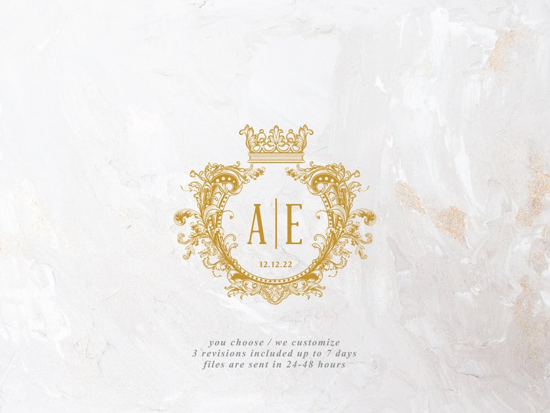 Vintage Baroque Wedding Logo SVG: Custom Crown Crest (digital Download ...