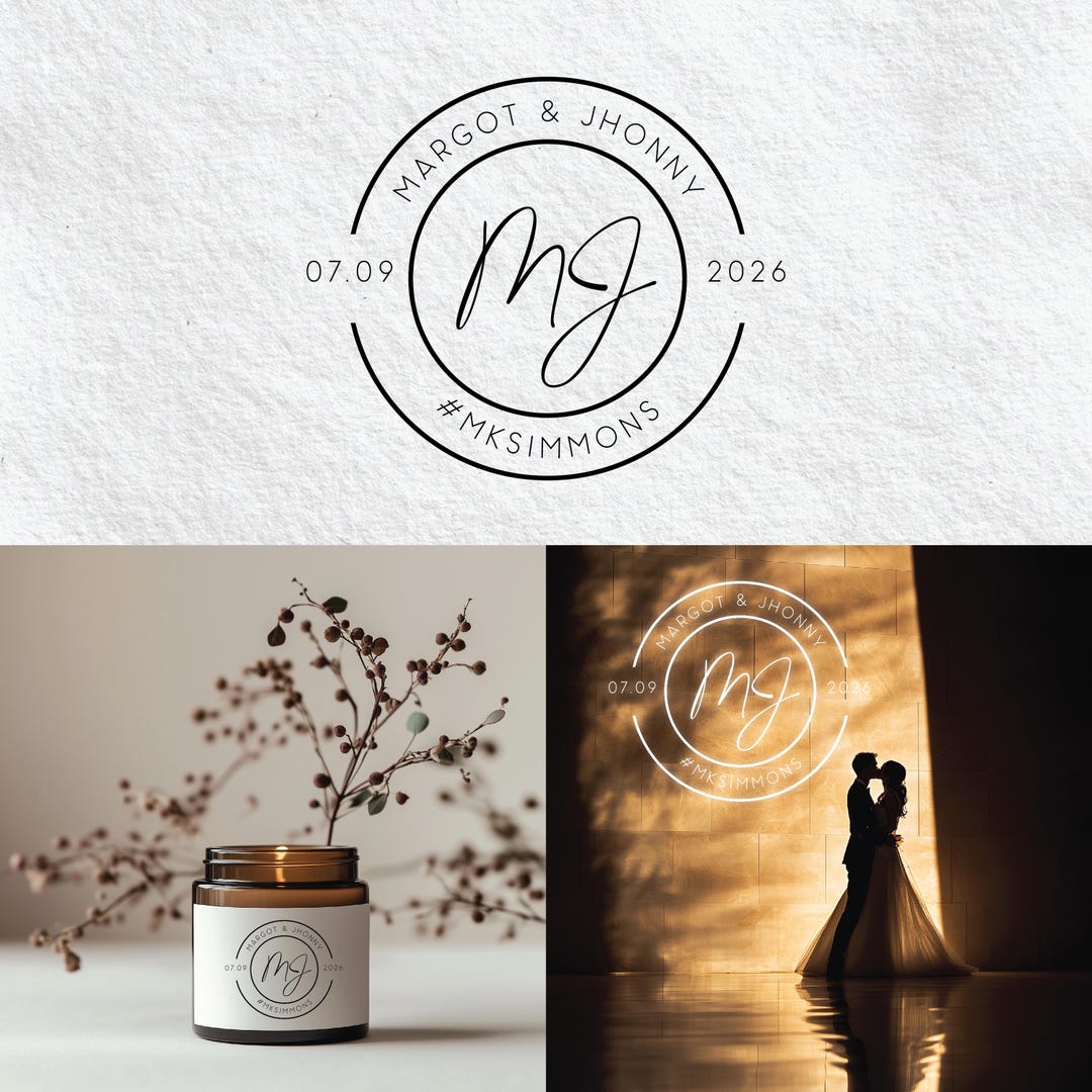 Minimalist Modern Wedding Logo Design Custom Circular Logo Template ...