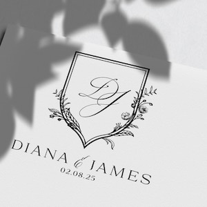 Gold Monogram Crest, Wedding Emblem, Wedding Shield, Shield, Wedding ...