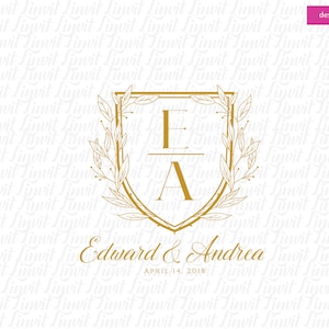 Minimalist Leafy Wedding Crest for Unique Wedding Invitations and ...