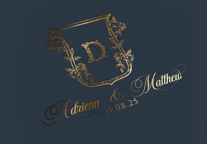 Rose Logo Custom Wedding Logo Vintage Rose Crest Royal - Etsy