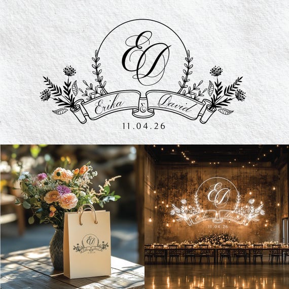 Rustic Wedding Monogram Templates Featured :: Timeless White And Gold