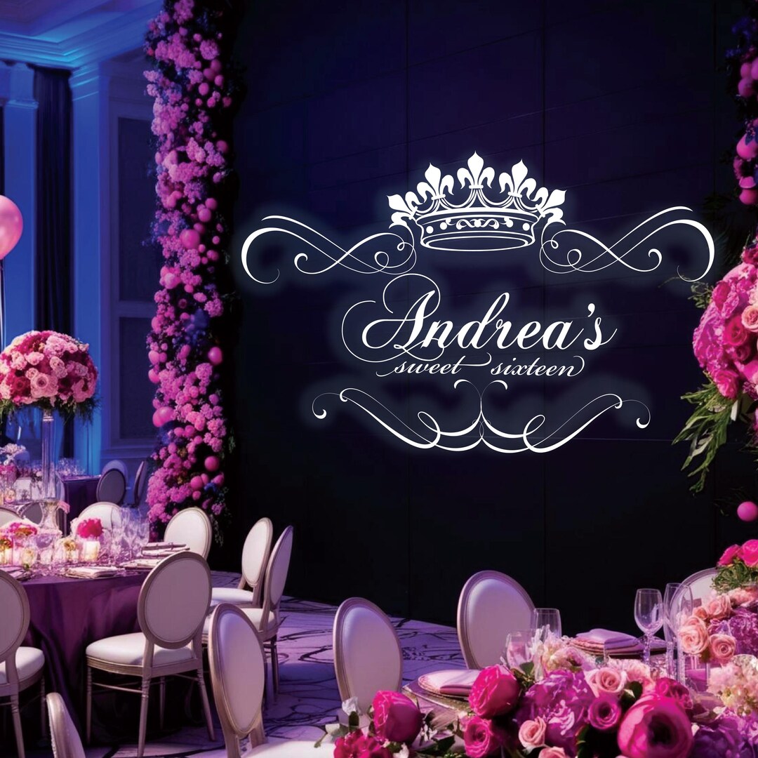 Sweet 16 Logo SVG Quinceañera Tiara Logo SVG Editable Gobo Monogram SVG ...
