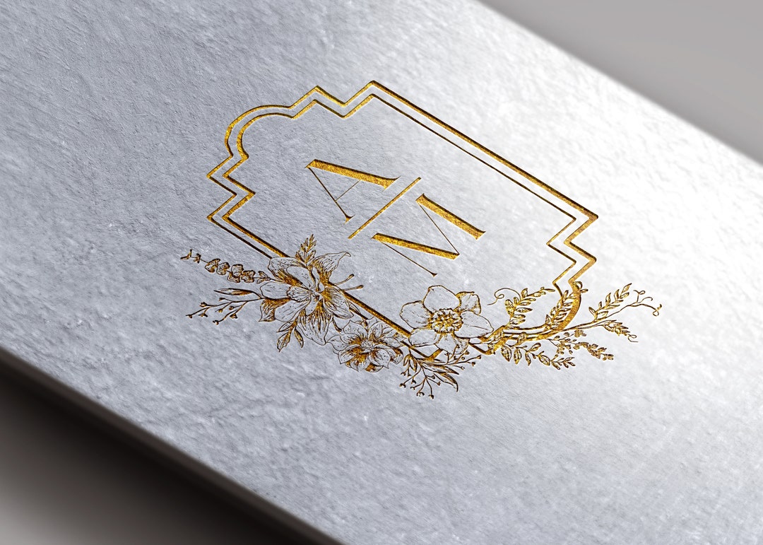 Vintage Floral Wedding Logo Crest, Custom Invitation Monogram (SVG, PNG ...