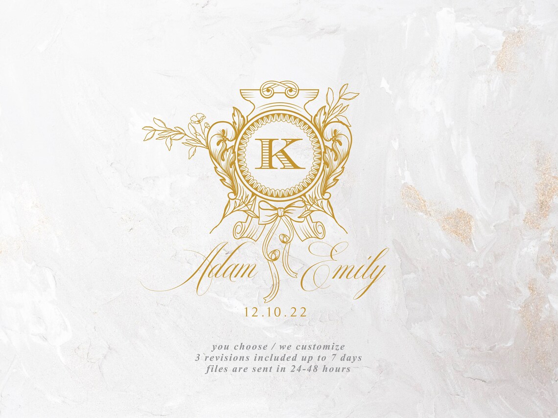 Vintage Wedding Crest Logo, Editable Monogram (SVG, PNG) - Etsy
