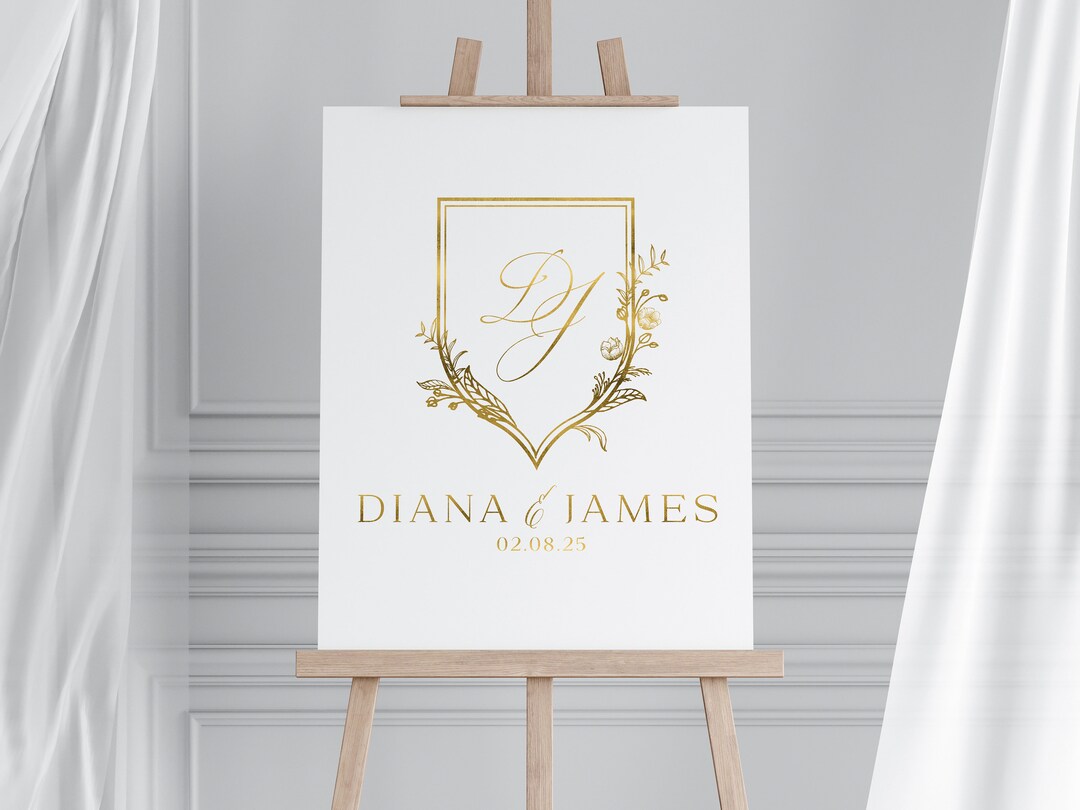 Gold Monogram Crest, Wedding Emblem, Wedding Shield, Shield, Wedding ...