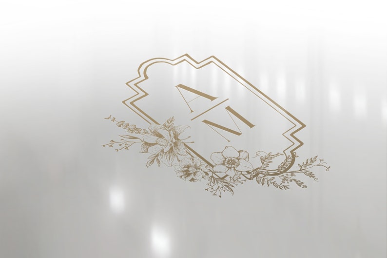 Vintage Floral Wedding Logo Crest, Custom Invitation Monogram (SVG, PNG ...