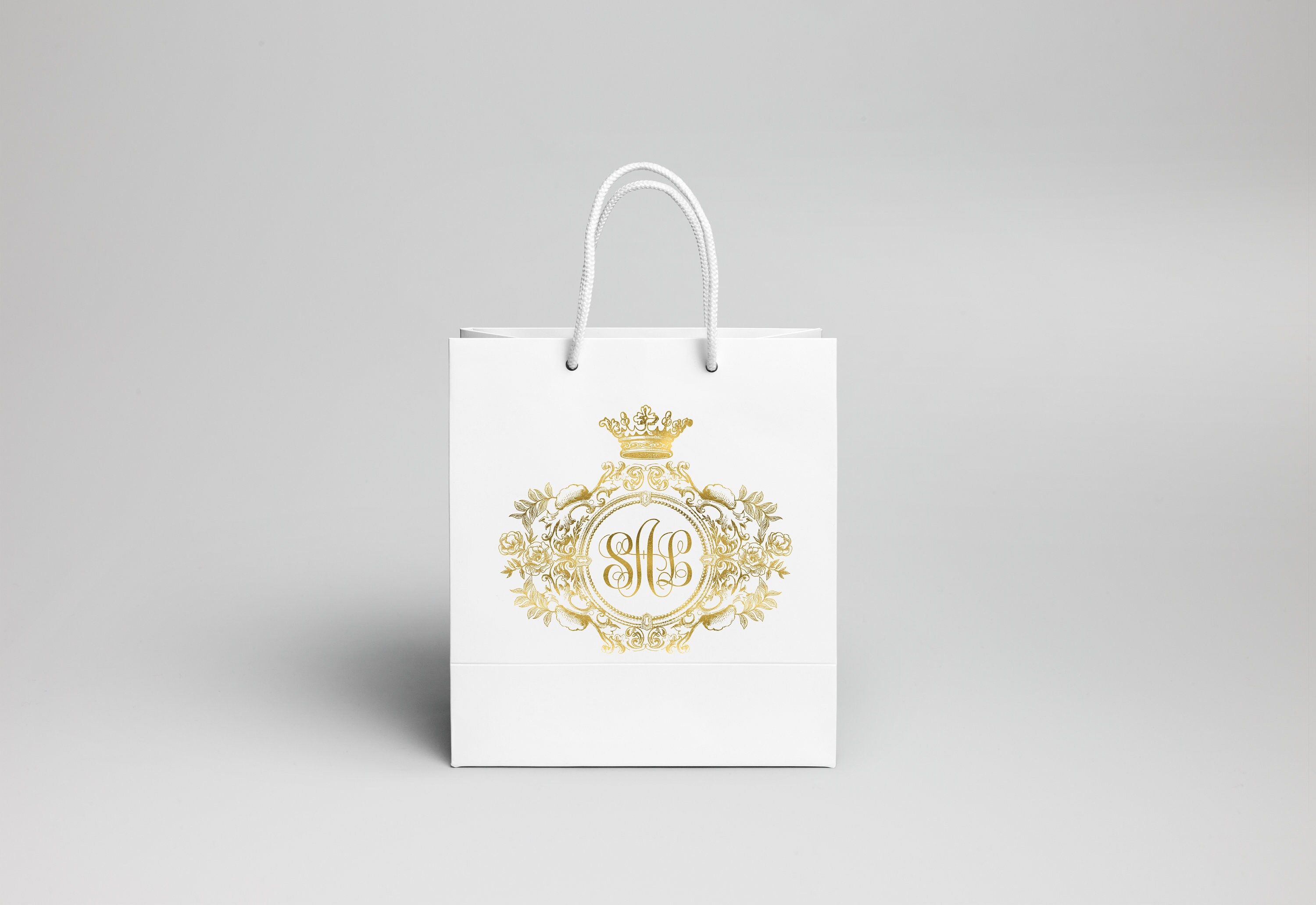 Custom Wedding Logo: Baroque Floral Crest, Editable Monogram (digital ...