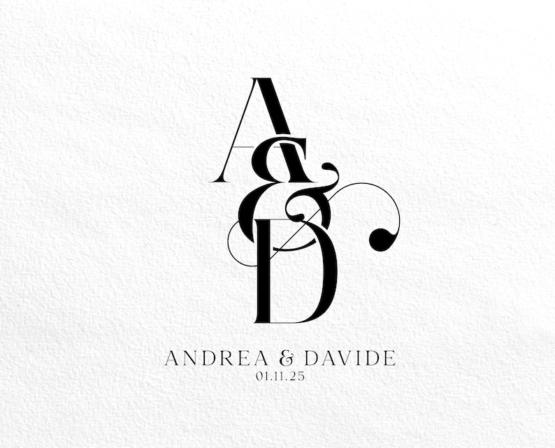 Custom Wedding Logo SVG: Script Monogram Crest (digital Download) - Etsy