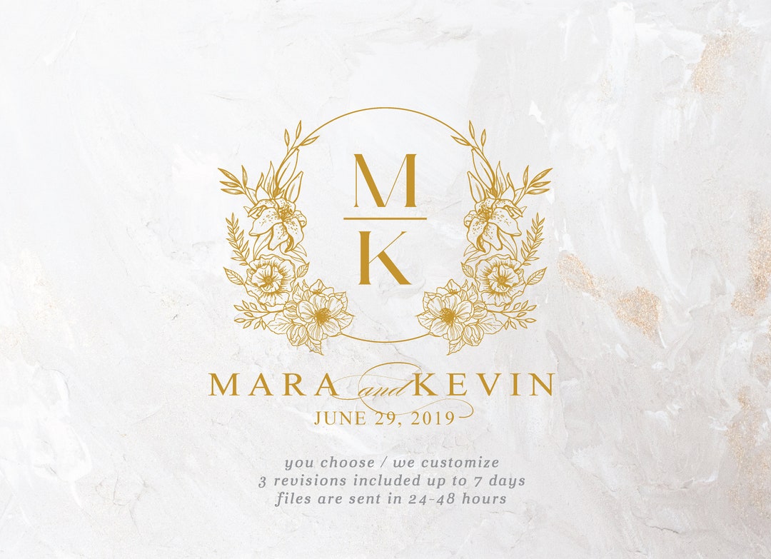 Floral Wedding Logo for Unique Wedding Invitations and Custom Napkins ...