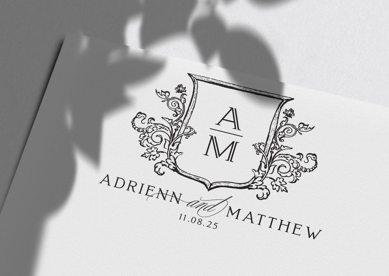 Vintage Wedding Crest Logo, Elegant Monogram (SVG, PNG) - Etsy