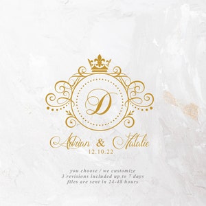 Royal Logo, Crown Logo, Royal Wedding Logo, Wedding Emblem, Wedding ...
