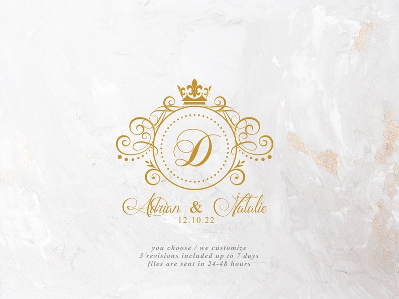 Royal Logo Crown Logo Royal Wedding Logo Wedding Emblem | Etsy