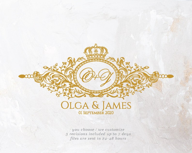 Custom Wedding Crest Logo SVG: Royal Monogram, Gobo Design (digital ...