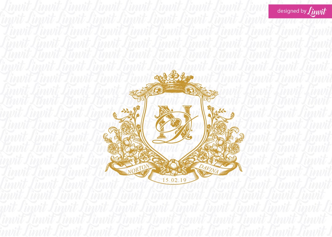Vintage Crown Crest SVG: Royal Wedding Logo Design (digital Download ...