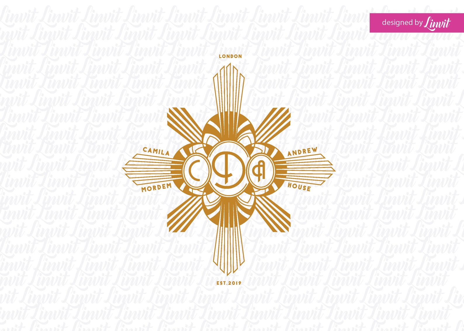 Art Deco Wedding Logo Great Gatsby Wedding Monogram Art Deco | Etsy