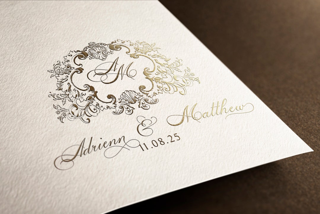 Wedding Monogram, Custom Wedding Logo Design, Vintage Wedding Crest ...