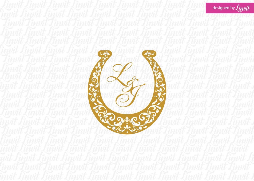 Horseshoe Shaped Wedding Logo, Rustic Wedding Logo, Custom Logo Design ...