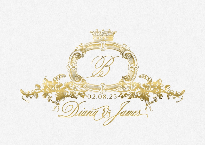 Royal Logo Crown Logo Royal Wedding Logo Wedding Emblem - Etsy