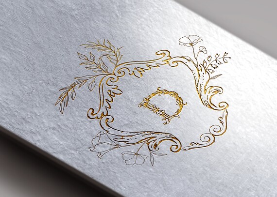 Wedding Logo Gold Monogram Crest Wedding Emblem Wedding - Etsy
