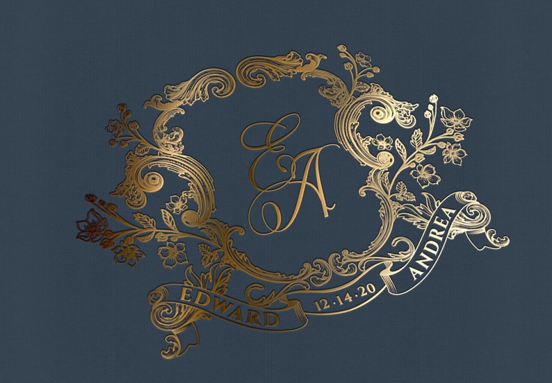 Gold Monogram Crest Wedding Emblem Wedding Shield Shield - Etsy