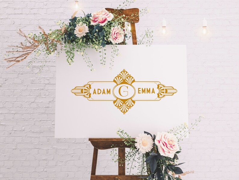 Art Deco Wedding Logo, Custom Monogram Crest (SVG, PNG) - Etsy