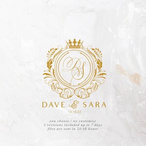 Royal Logo Crown Logo Royal Wedding Logo Wedding Emblem - Etsy