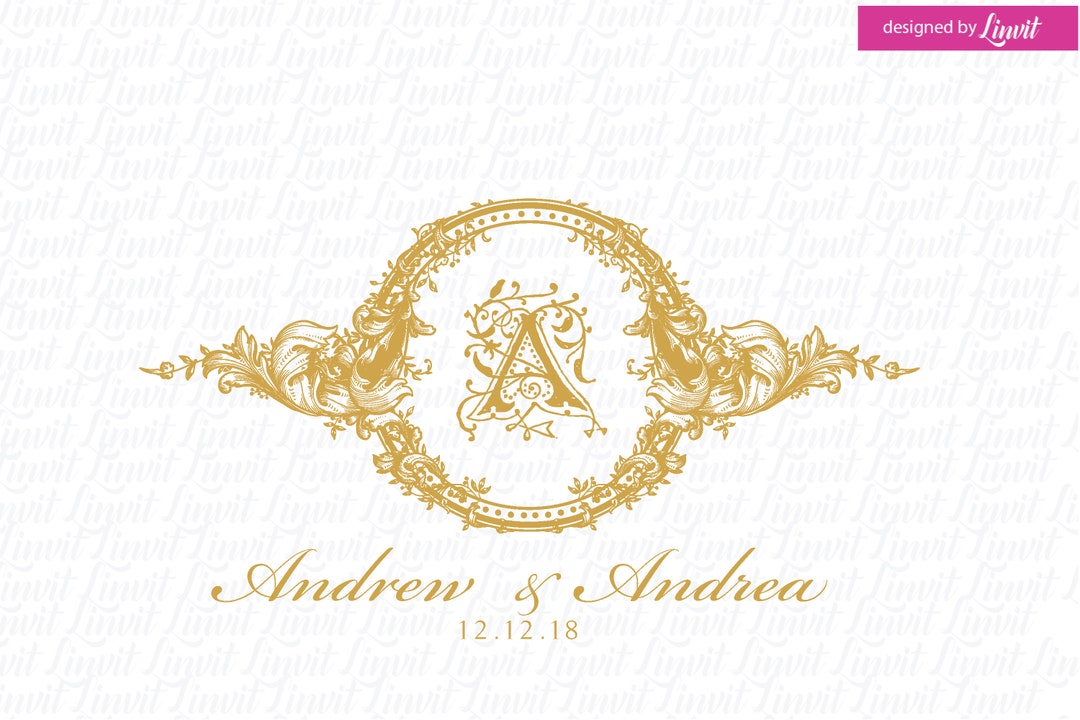 Wedding Monogram, Custom Wedding Logo Design, Vintage Wedding Crest ...