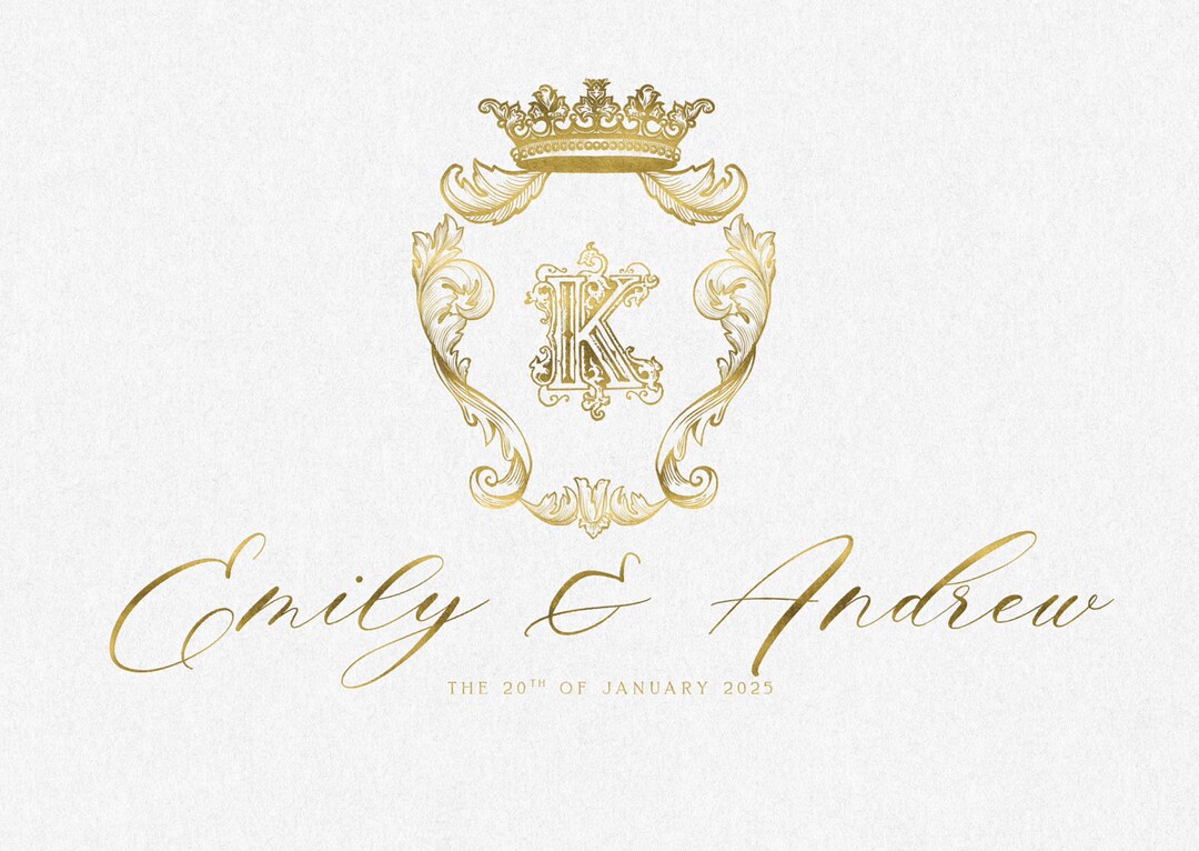 Royal Logo, Crown Logo, Royal Wedding Logo, Wedding Emblem, Wedding ...